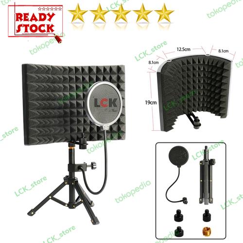 Jual 1 set stand mic Besi with panel foam isolate and pop filter ...