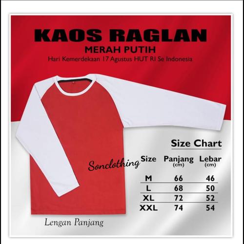 Jual Kaos raglan seragam merah putih hari KEMERDEKAAN HUT RI se ...