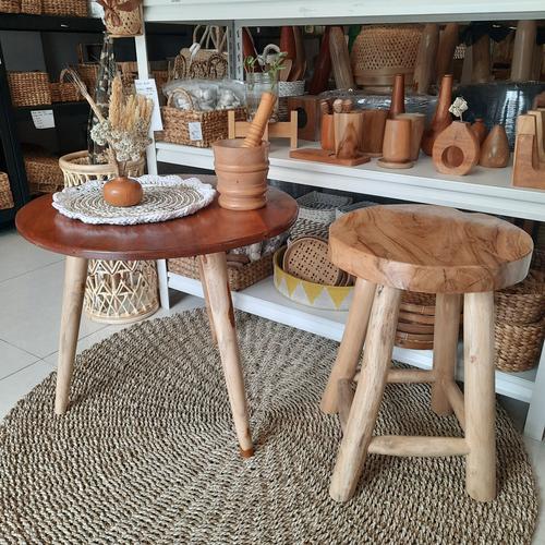 Jual Bangku Bulat Kayu Jati / Bangku Minimalis Kayu Jati Estetik BJ01 ...