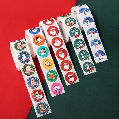 Jual xmas sticker roll stiker natal roll isi 500 christmas sticker ...
