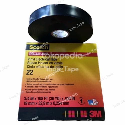 Jual 3M Scotch 22 Vinyl Electrical Tape 19mm x 36yd Isolasi Heavy Duty ...