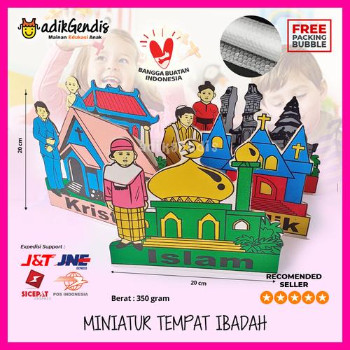 Jual miniatur peraga tempat ibadah - mainan edukasi balok kayu TK PAUD ...