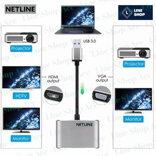 Jual NETLINE Kabel Converter Usb 2.0 To VGA HDMI Cable Adapter - Usb 3.0 - Jakarta Pusat - Line ...