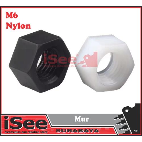 Jual Mur nylon M6 plastik plastic hexagonal hex hole 6mm white Nut ...