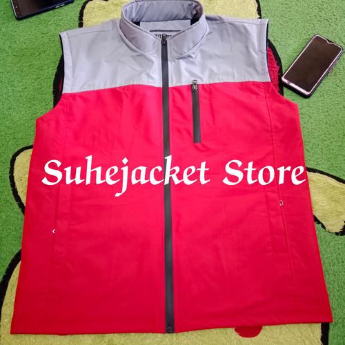 Jual Rompi kombinasi merah abu/Rompi taslan berkualitas/Rompi lapangan ...