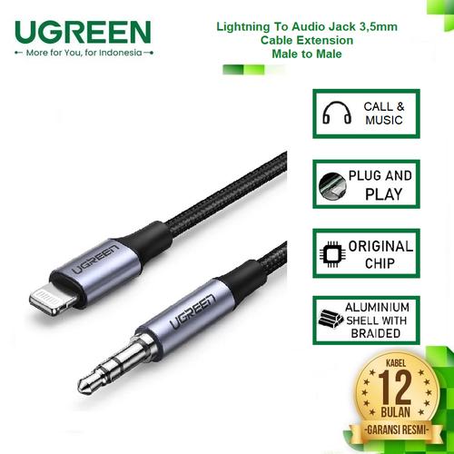 Promo UGREEN Kabel Extension Lightning to Jack Audio 3.5mm Aux Male 1M ...