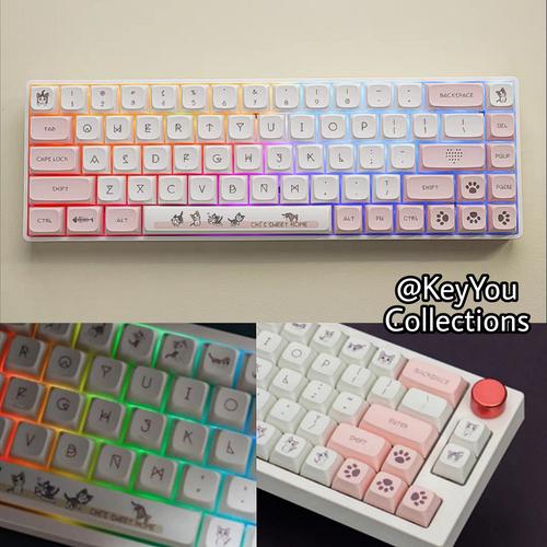 Jual XDA CAT cute keycaps not dream pink flower night peach purple lucu ...