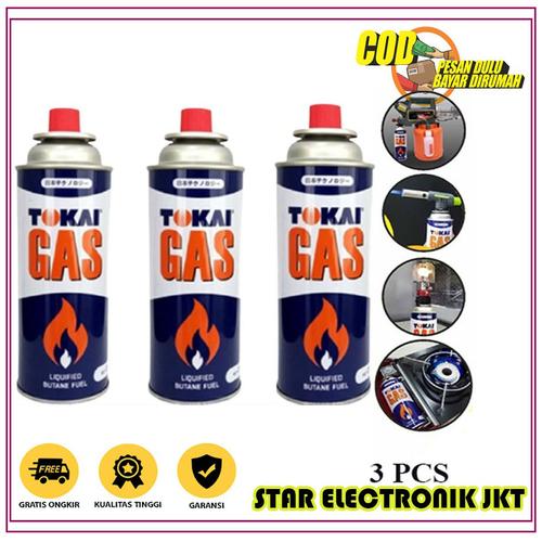 Jual 3 Pcs Gas Kaleng Portable / Tabung Gas Mini Tokai 235 gram ...