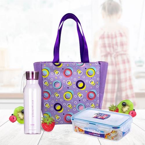 Jual lunch box set lock n lock dengan tas motif daun - Ungu - Jakarta ...
