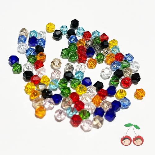 Jual 100pcs Manik-Manik Kristal Bicone Glass Warna Mix Color Ukuran 4mm ...