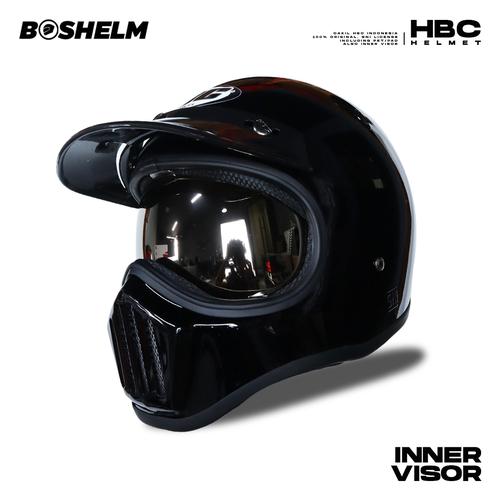 Jual Helm Cakil HBC Inner Visor HITAM GLOSSY Helm Retro Helm Full Face ...