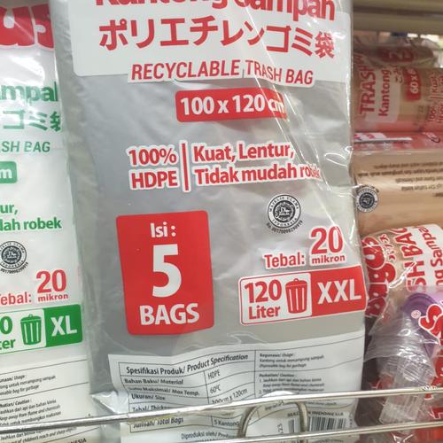 Jual Kantong Sampah Plastik Putih 100x120cm isi 5 bags tebal 20 mikron ...