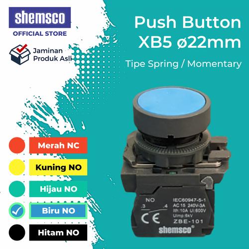 Jual Push Button Biru 22mm Spring Shemsco XB5-AA-BLUE Schneider KW ...
