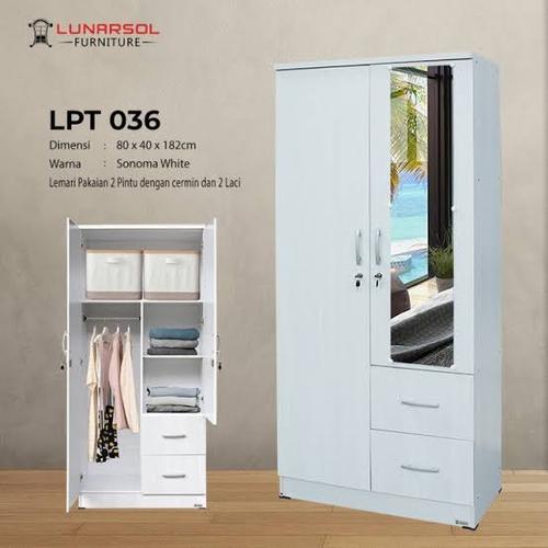 Jual Lemari 2 Pintu Kaca Minimalis Lunarsol LPT - 036 - Kota Bandung - KC Furniture | Tokopedia