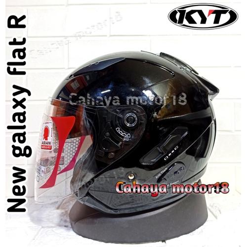 Jual HELM KYT GALAXY FLAT R BLACK GLOSSY SOLID|HALF FACE - STANDAR, M ...
