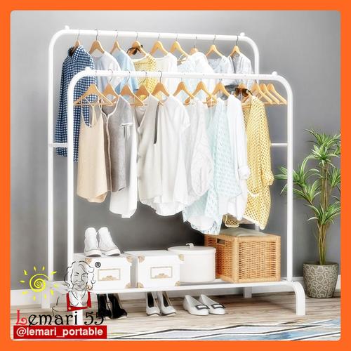 Jual Double Big Stand Hanger Bahan Besi Kuat dan Kokoh / Rak Gantung ...