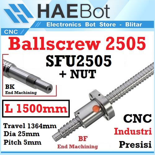Jual [HAEBOT] Set Ballscrew Ball screw SFU2505 SFU 2505 25mm 100cm ...