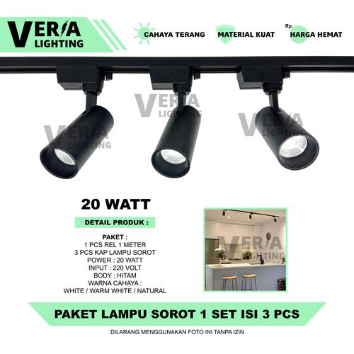 Jual Paket 3 Lampu Sorot Plafon Rel LED Spotlight Track Light Rell 20 ...