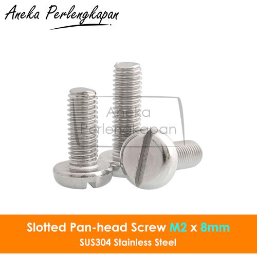 Jual Slotted Panhead Screw / Baut Minus Stainless Steel M2 x 8 - Kota ...