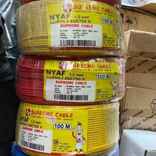 Jual Kabel Listrik SUPREME NYAF 1X1,5 mm / 1 X 1.5 mm 1roll panjang 100M - Kuning ijo - Jakarta ...