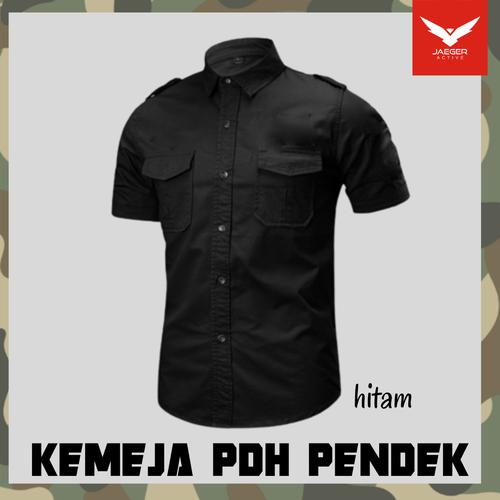 Jual Kemeja Baju PDH Hitam Polos Lengan Pendek Pria Seragam Kerja ...