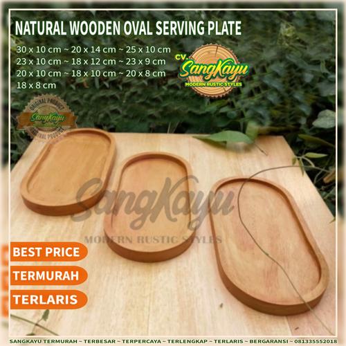 Jual Baki Nampan kayu oval 20x10 Wooden tray plate piring kayu serving ...
