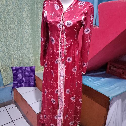 Jual setelan gamis batik maroon dress muslim wanita preloved kode pl.1. ...