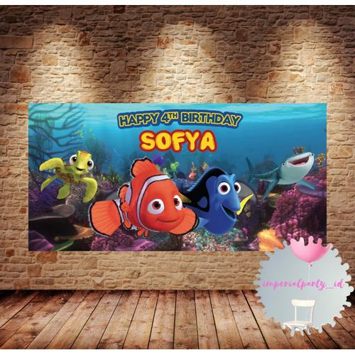 Jual Custom Backdrop Banner Spanduk Happy Birthday Finding Nemo Dory ...