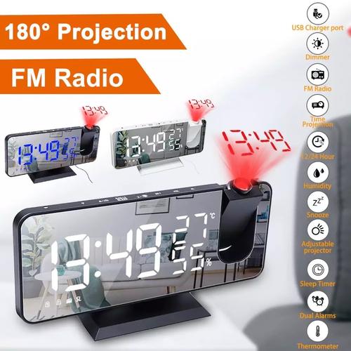 Jual Jam Meja Digital Led Alarm Clock FM Radio Proyektor Ke Dinding ...