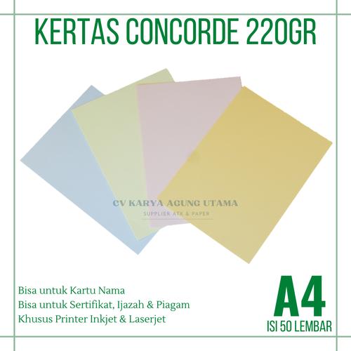 Jual Kertas Concorde A4 220gr isi 50 lembar / Kertas Sertifikat A4 ...