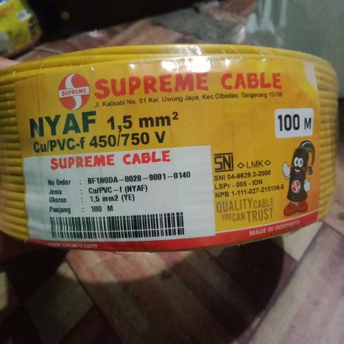 Jual KABEL NYAF 1,5MM SUPREME @100M/KABEL SUPREME NYAF 1,5 MM KUNING POLOS - Kota Bandung - JAYA ...