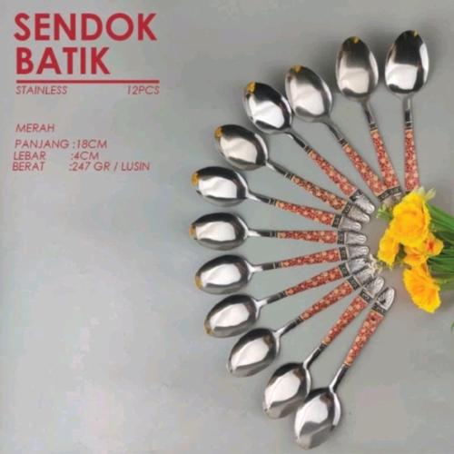 Jual 1 LUSIN 12 PCS SENDOK & GARPU MAKAN SET MOTIF BATIK STAINLESS ...