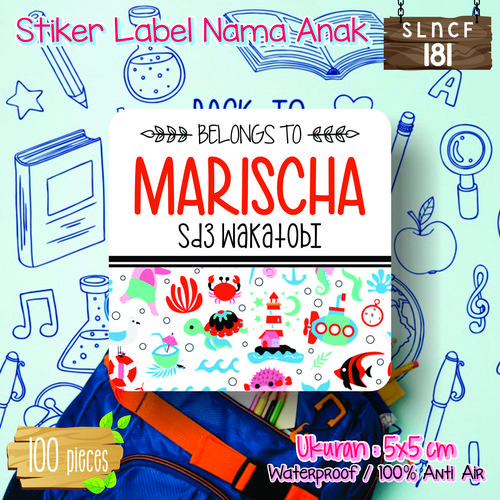 Jual stiker label nama anak botol minum kotak makan tas sekolah SLNCF ...