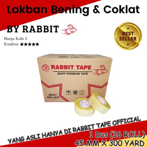 Jual Lakban Bening / Lakban Coklat [DUS] RABBIT TAPE 2 inch x 300 Yard ...