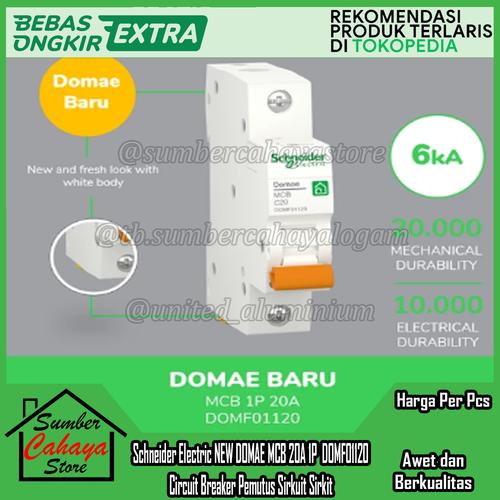 Jual Schneider Electric NEW DOMAE MCB 20A 1P DOMF01120 Breaker Arus Sirkuit - Kota Palembang ...