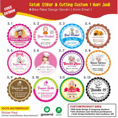 Jual Stiker label / stiker bulat /stiker produk cutting custom FREE ...
