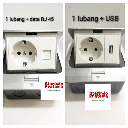 Jual STOP KONTAK LANTAI TANAM POP UP SOCKET 1 LUBANG + DATA RJ45 / USB ...