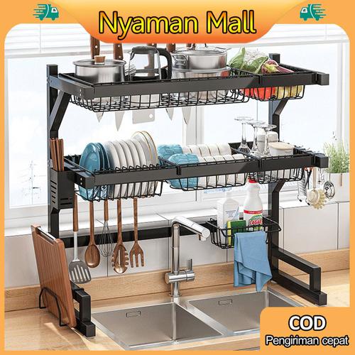Promo Rak Piring Wastafel Stainless Hitam Rak Cuci Piring Rak Piring ...