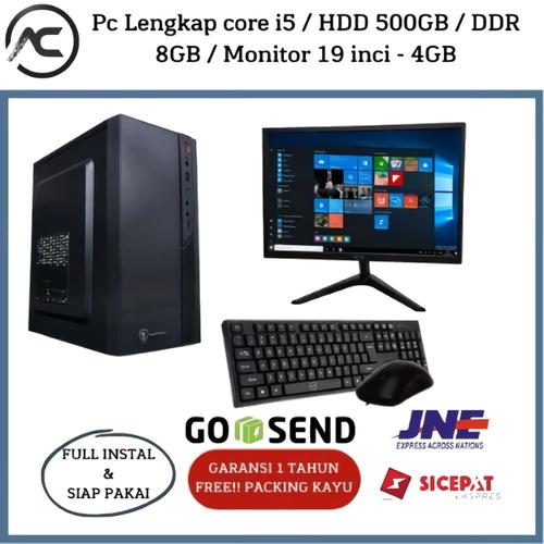 Jual Pc Lengkap core i5 / HDD 500GB / DDR 8GB / Monitor 19 inci - 4GB ...