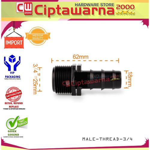 Jual Male Thread Connector 3/4 "- Selang PE 20 mm, Fertigasi Hidroponik ...