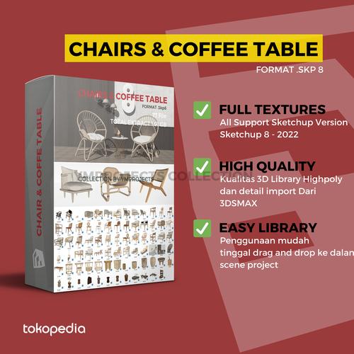 Jual 3D Sketchup Library Component Interior Pack - Chairs & Coffee ...