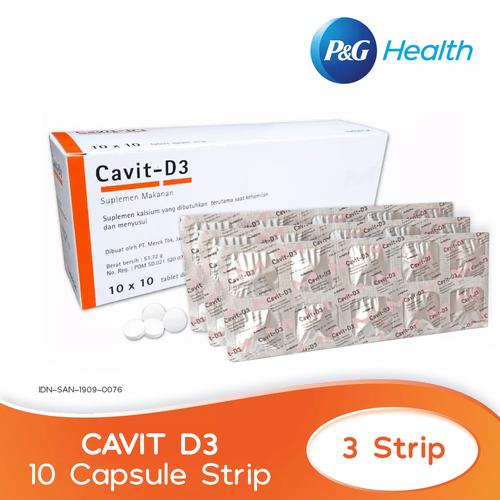 Jual Cavit D3 10 Caps Vitamin D dan Kalsium (Strip) - Paket isi 3 ...