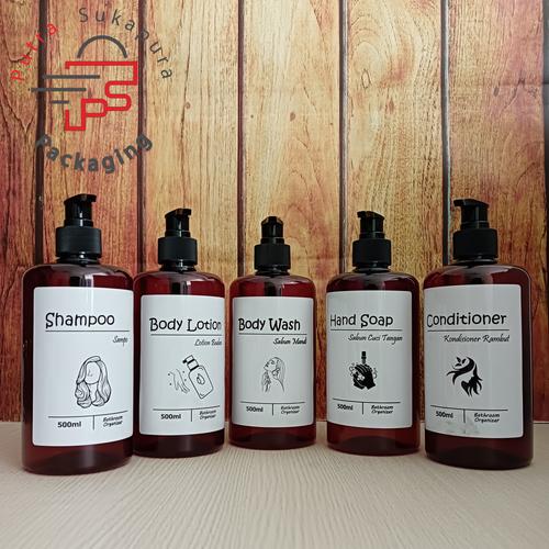 Jual botol pump 500ml amber / botol amber Refill pump aesthetic 500ml ...