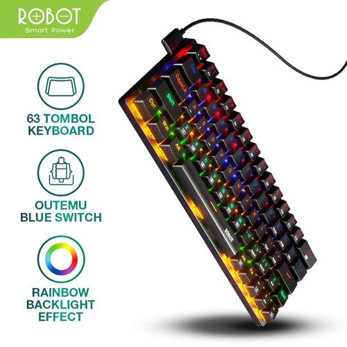 Jual Robot Keyboard Wired Mechanical KB20 Blue Switch Port USB-C ...