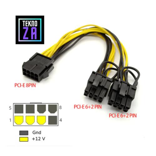 Jual [PUSAT] PCIe Splitter 8pin Female to dual 8pin 6+2 Male Low Cost ...