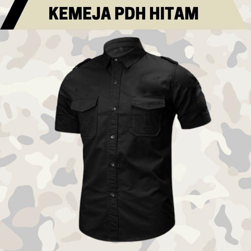 Jual Baju Kemeja PDH Hitam Polos Pria Kemeja Kerja S M L XL XXL XXXL ...