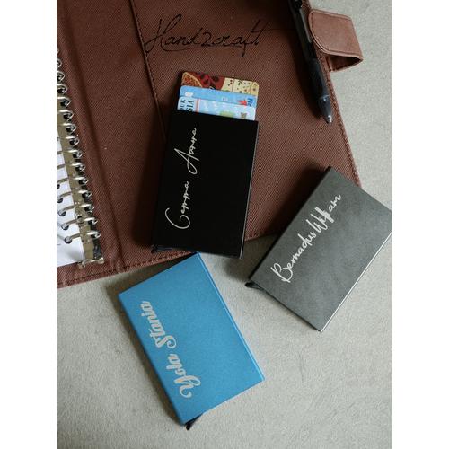 Jual card holder wallet auto pop custom nama dan logo - Hitam - Kab ...