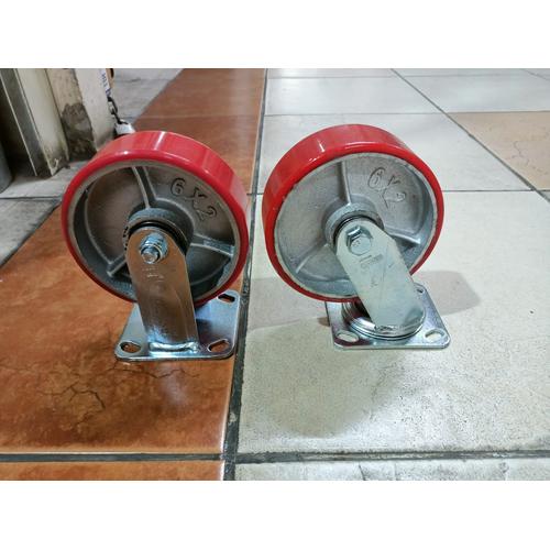 Jual Roda Trolley 6 Inch P.U Heavy duty Hidup Mati 1 Sett - Kota ...