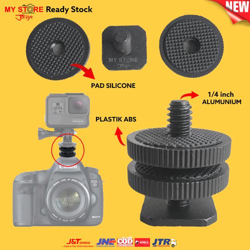 Jual Tripod Screw 1/4 Double Nut Dudukan Flash Cold Hot Shoe Mount ...