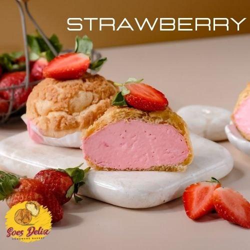 Jual Kue sus soes deliz choux cream puff rasa strawberry - strawberry ...